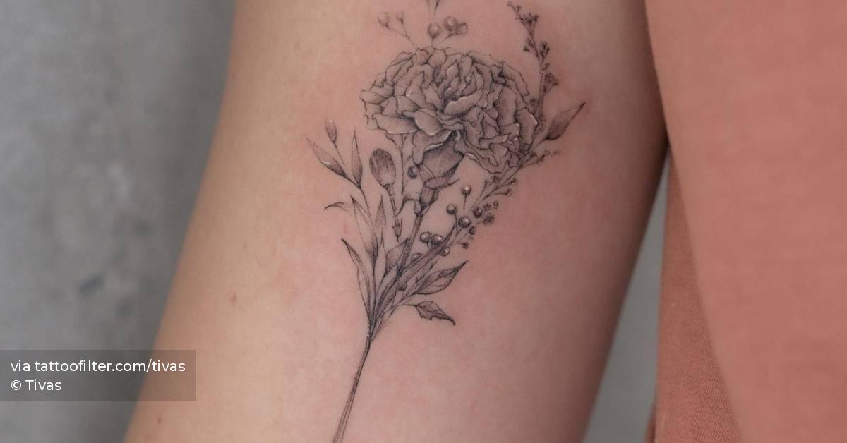 Micro-realistic flower bouquet tattoo done on the inner