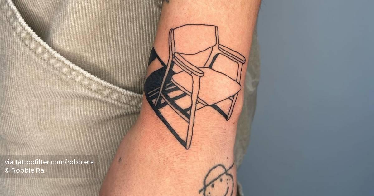 Hand poked chair tattoo done on the wrist.