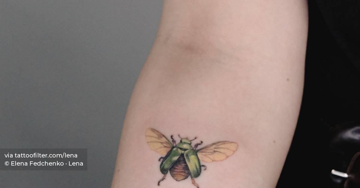 Micro-realistic beetle tattoo done on the inner