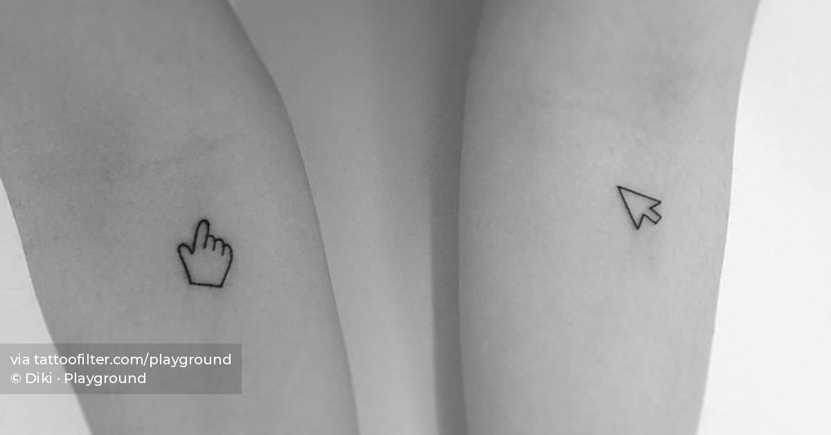 Cursors tattooed on the inner forearm, minimalistic