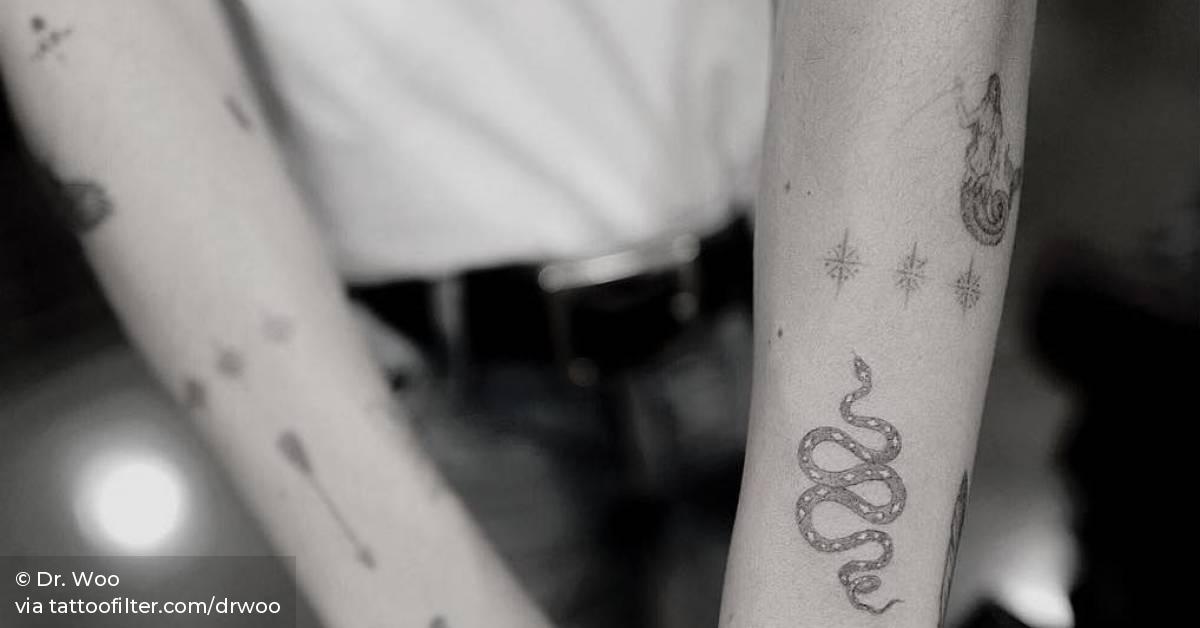 Single needle snake tattoo for Zoë Kravitz.