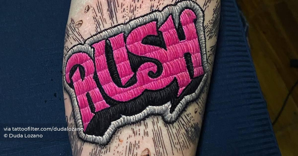 Rush patch tattoo done on the inner forearm.