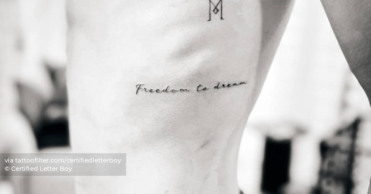 Inter Miami FC logo and "freedom to dream" tattoos done
