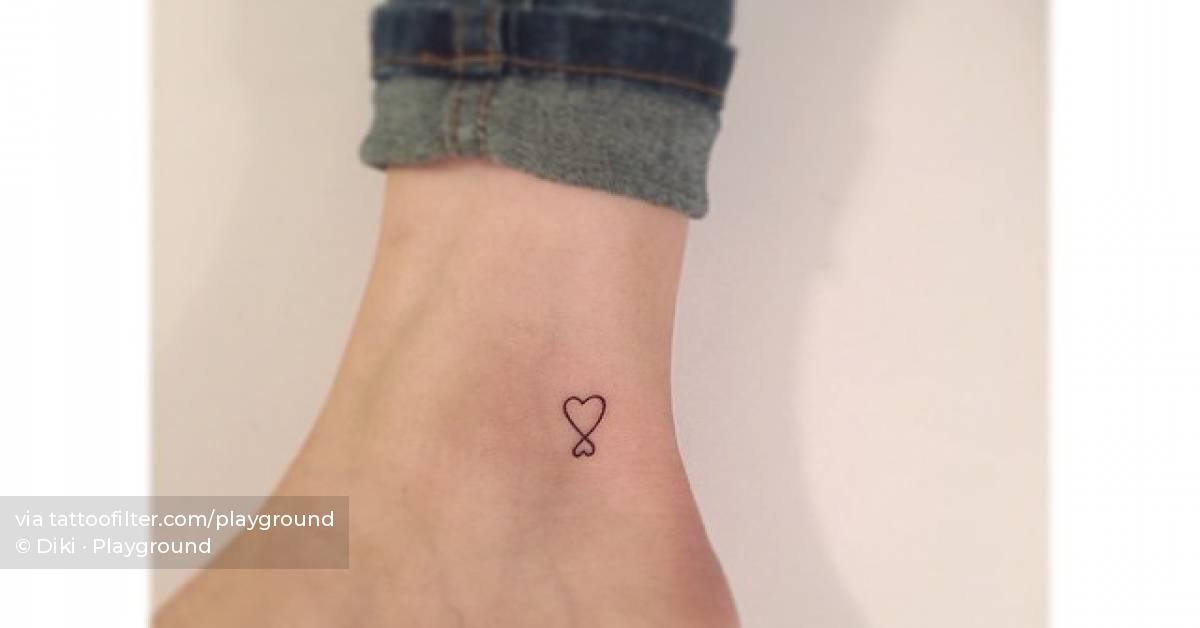 Infinity heart tattoo placed on the ankle, minimalistic