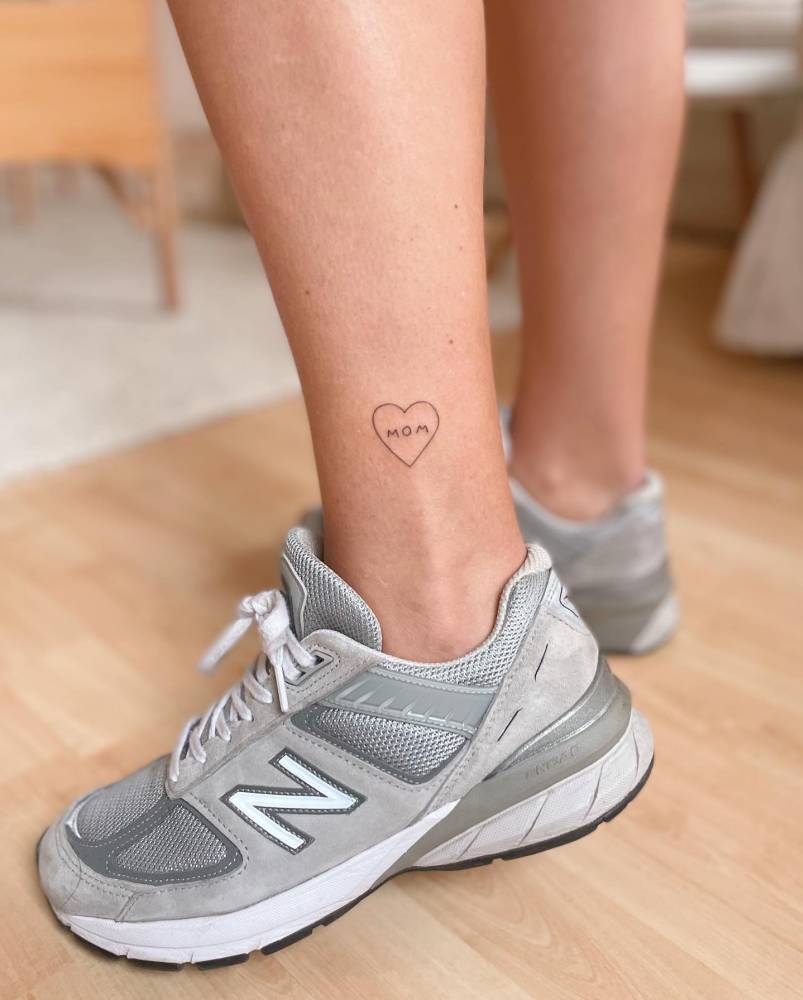 Little Heart Tattoo With The Word mom 