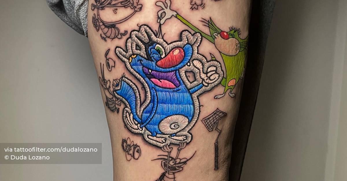 Oggy and the Cockroaches patch tattoo located on the