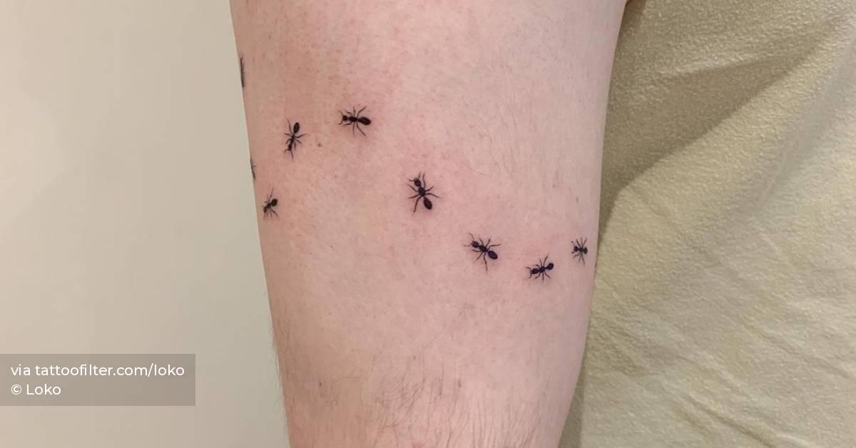 Ants tattoo on the upper arm