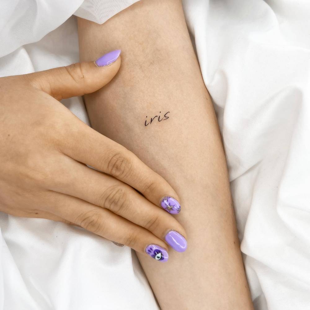 Tattoo Of The Name Iris Located On The Inner Forearm Tattoo Of The Name Iris Located On The Inner Forearm