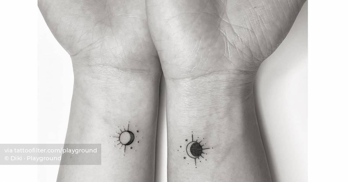 Matching sun and moon tattoo for best friends.