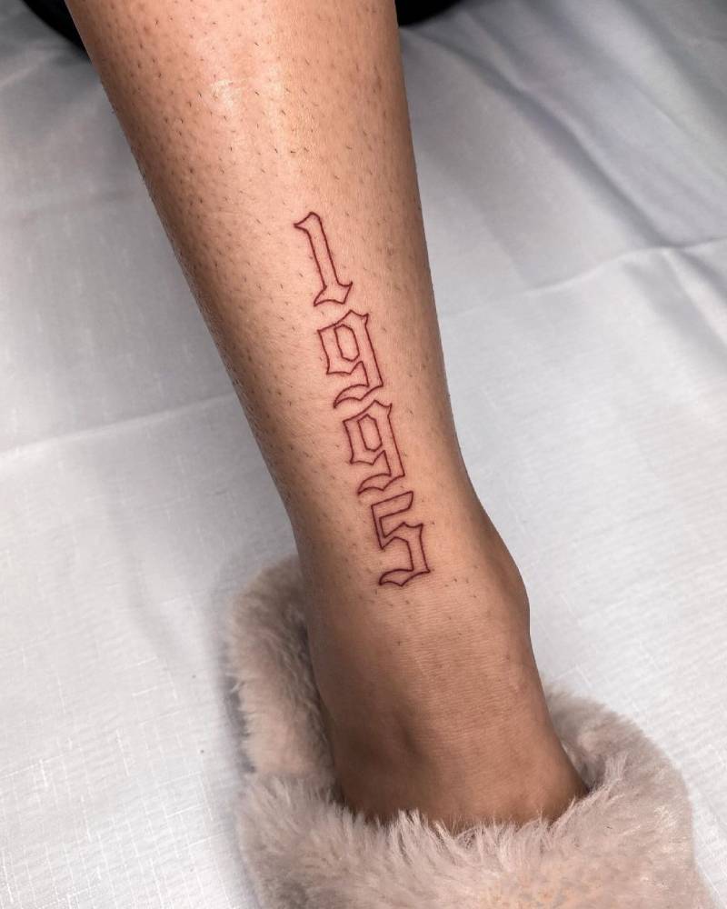 1995 Lettering Tattoo Done On The Shin 1995 Lettering Tattoo Done On The Shin