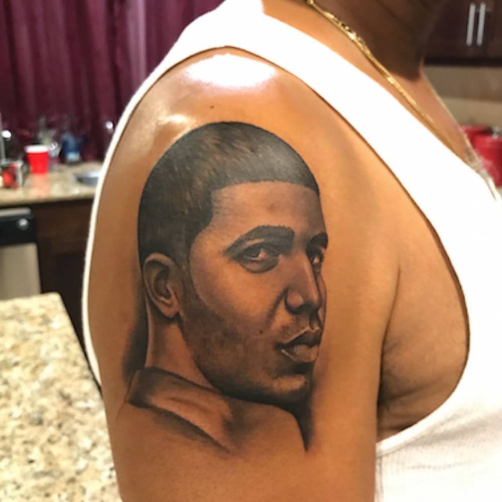 Drake Portrait Tattoo Located On Dennis Graham s Upper