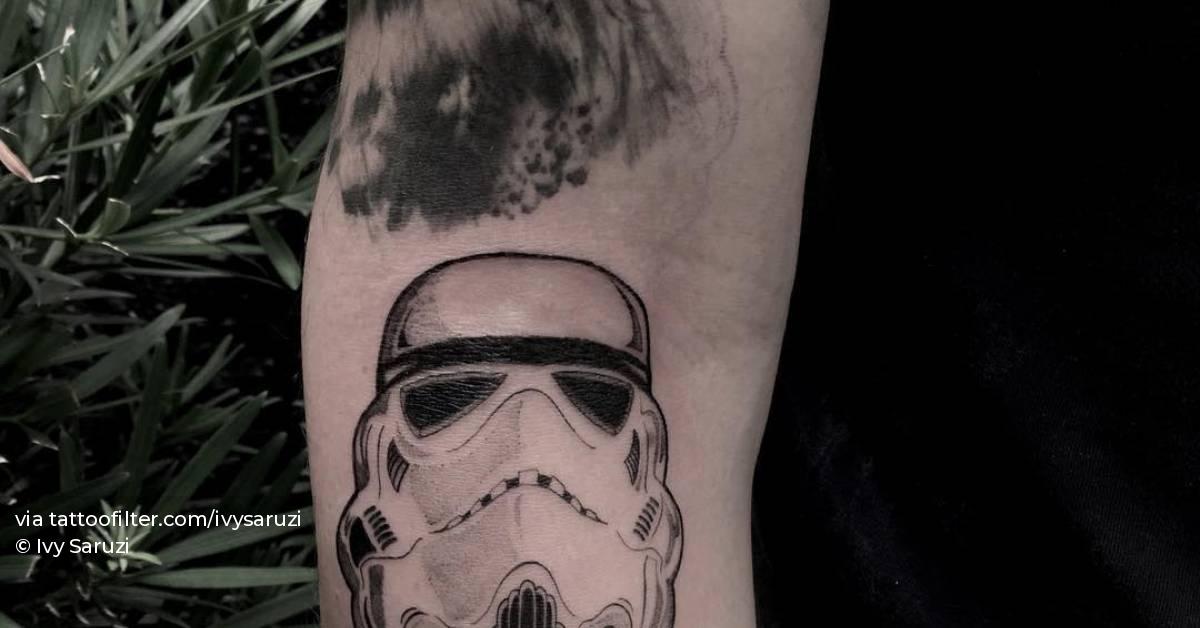 Stormtrooper tattoo located on the forearm.
