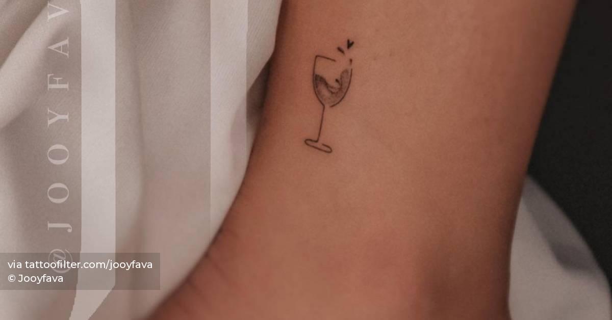 Minimalistic Wine Glass Tattooed On The Ankle