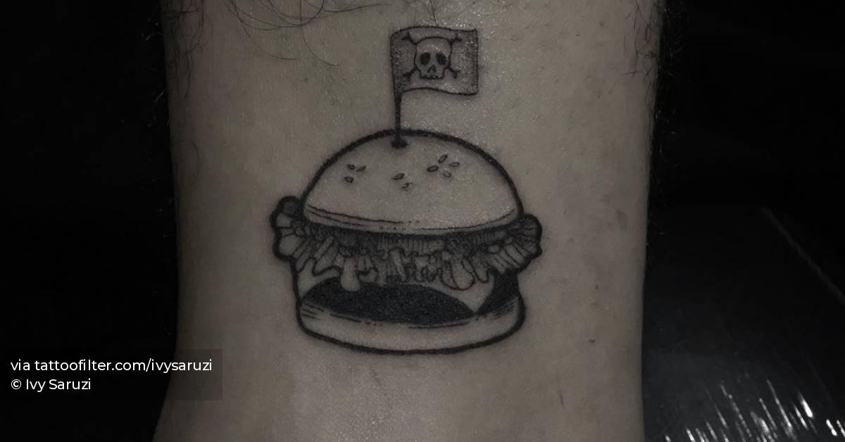 Burger tattoo done on the ankle.