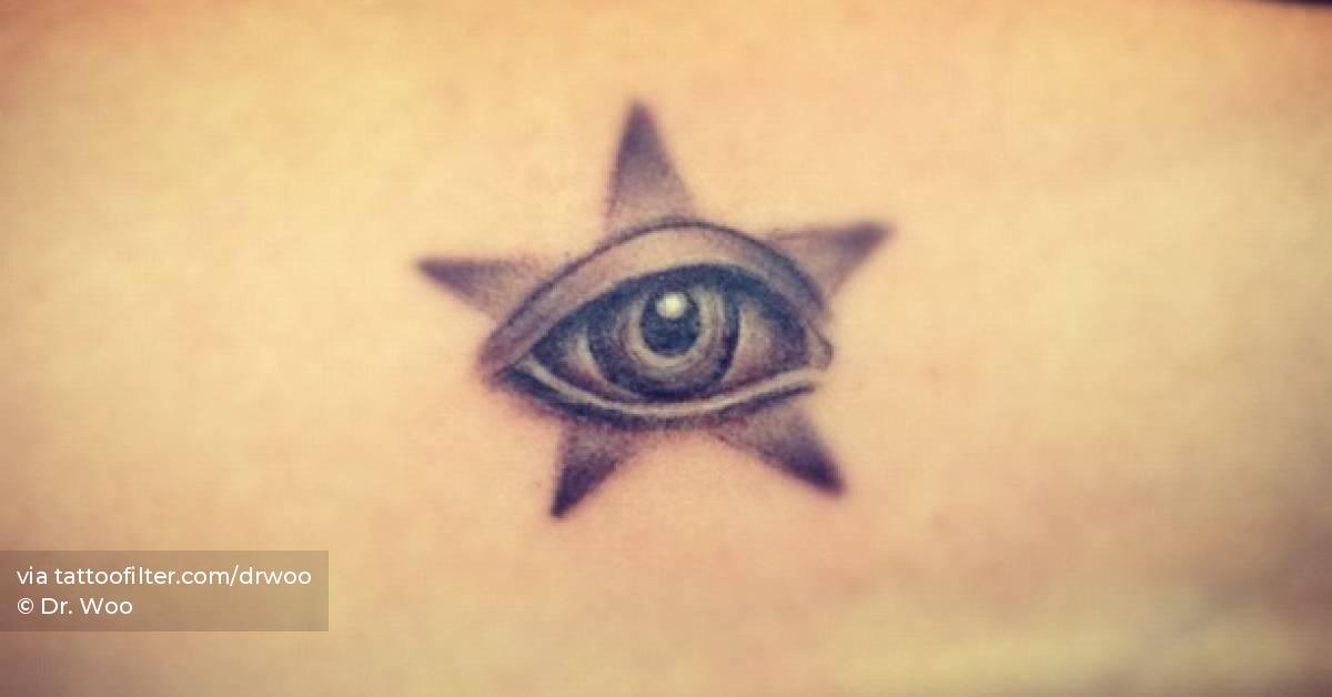 Tattoo of an eye located on the inner forearm.