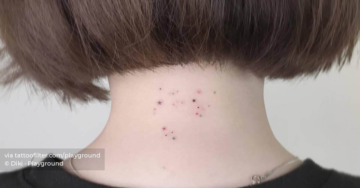 Minimalistic constellation tattoo located on the back