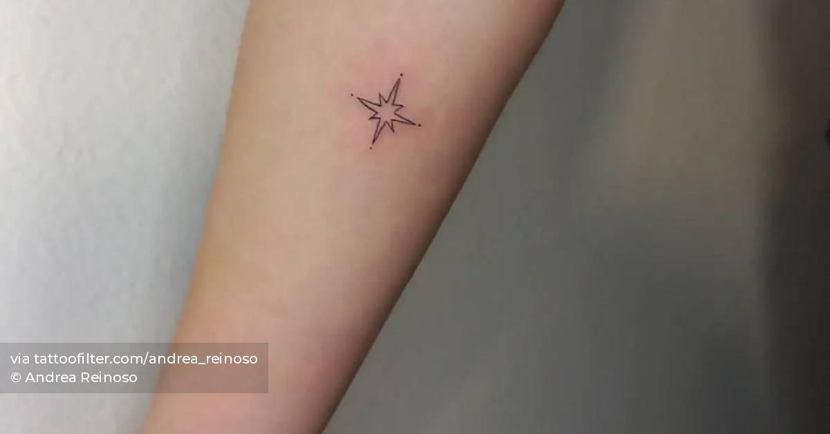 Fine line north star tattoo done on the inner forearm.