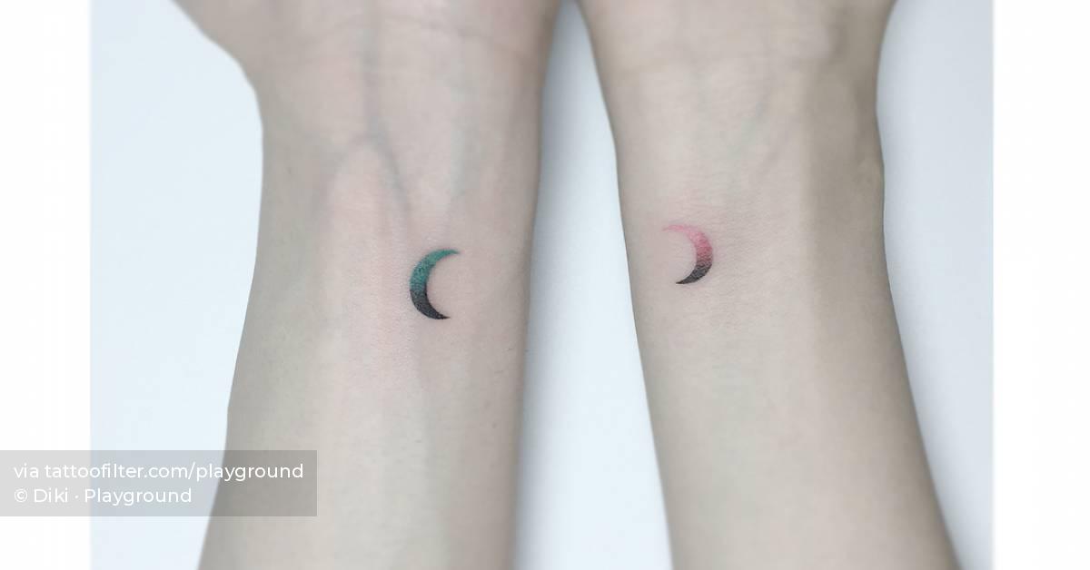 Matching spectrum moon tattoo for best friends.