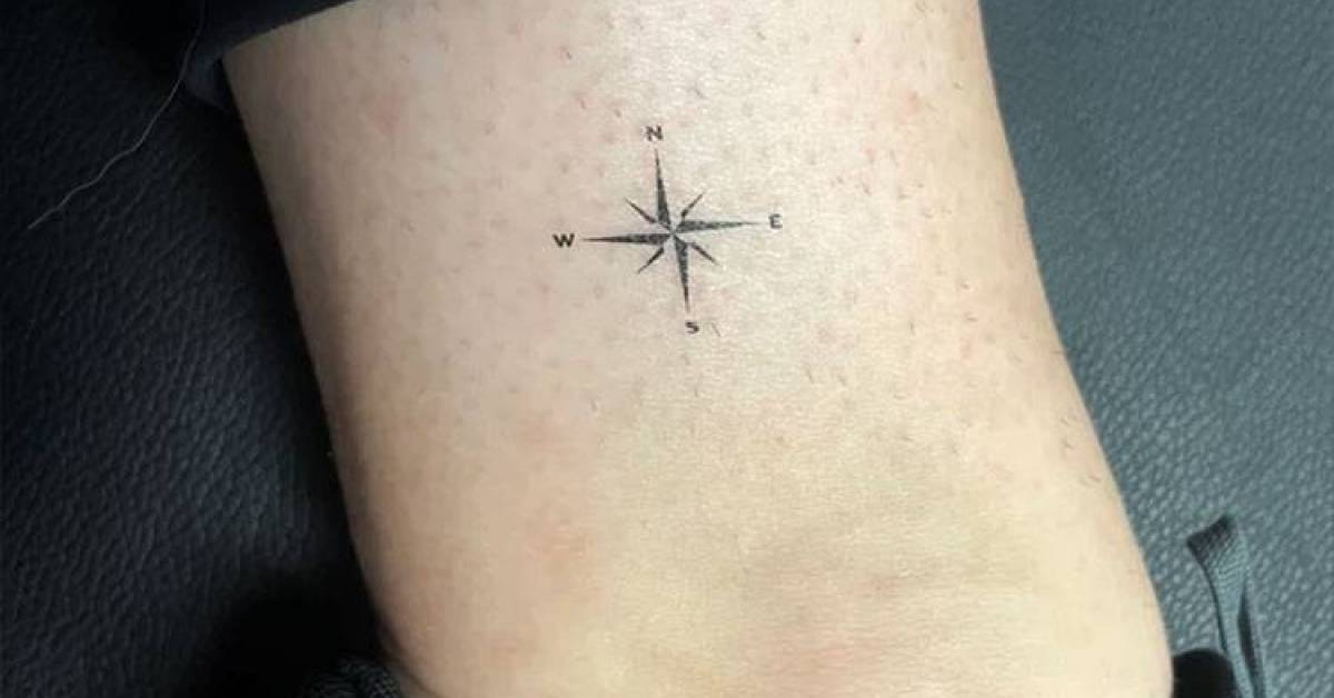 Small compass rose temporary tattoo, get it here
