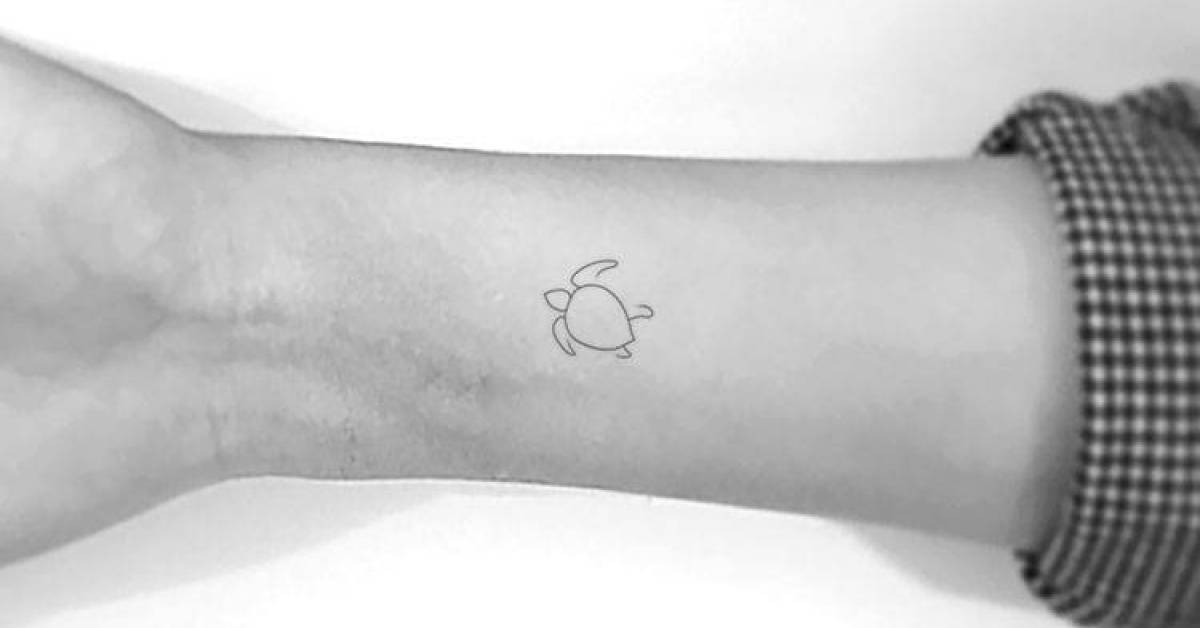 Fine line turtle temporary tattoo, get it here