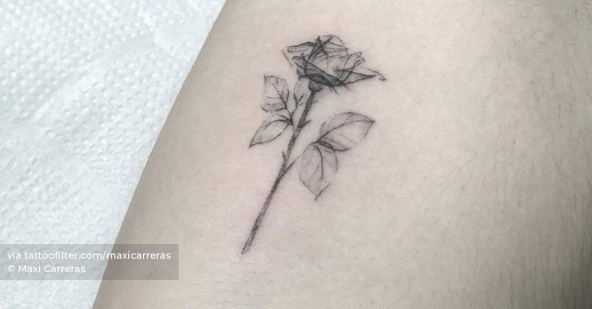 Sketch work rose tattoo on the inner forearm.