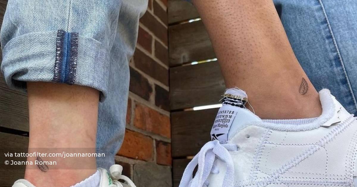 Matching fine line wing tattoo for best friends.