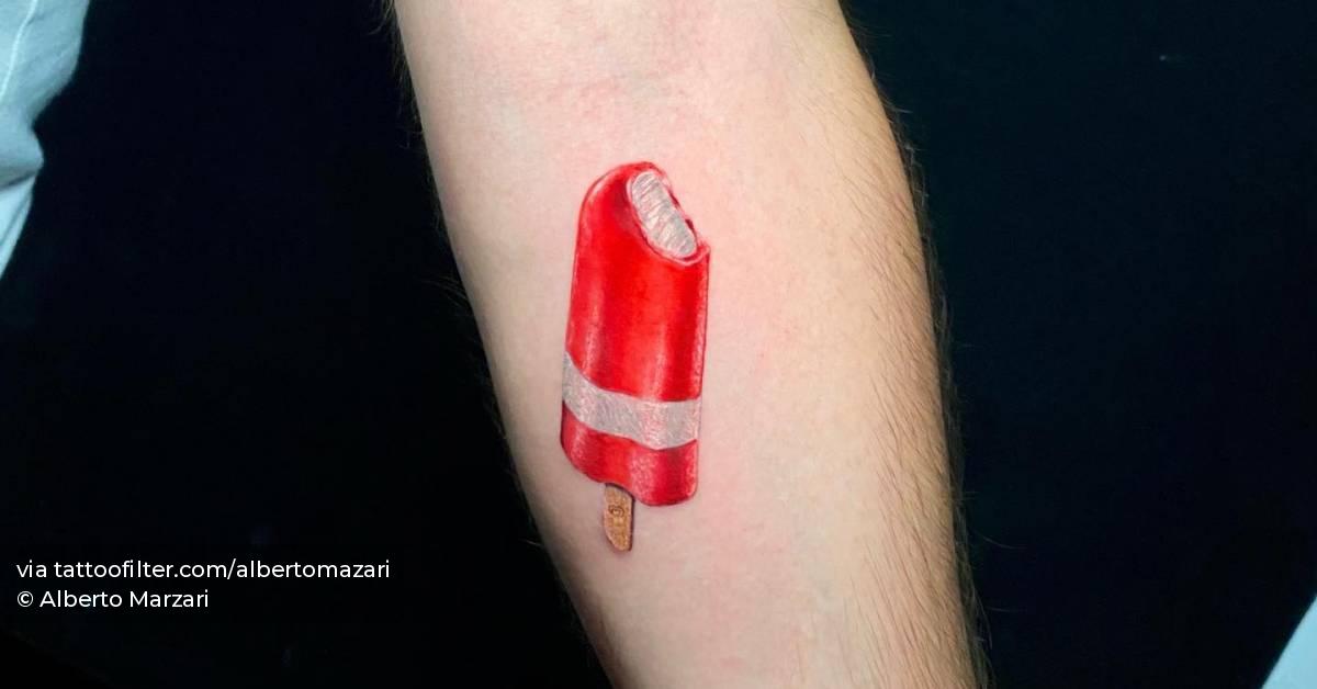 Ice pop tattoo done on the inner forearm,