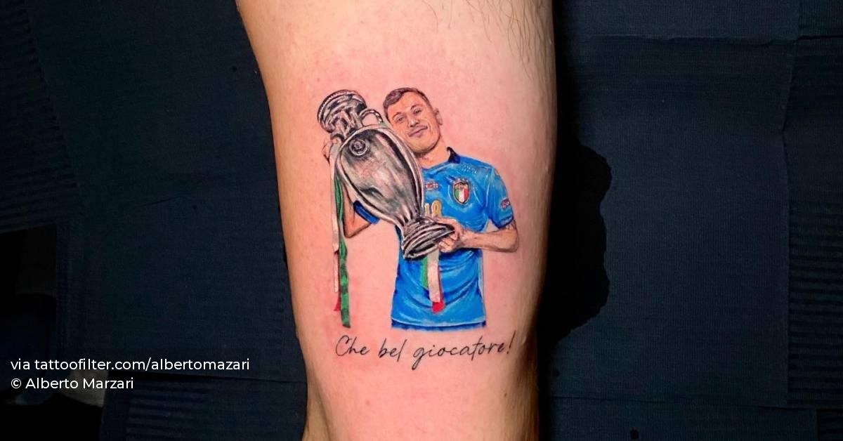 Nicolò Barella tattoo done on the inner arm,