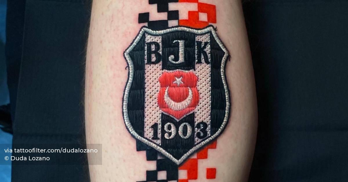 Beşiktaşpatch tattoo located on the calf, embroidery