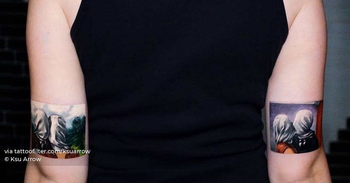 Tattoo from the “Les Amants” series by Magritte.