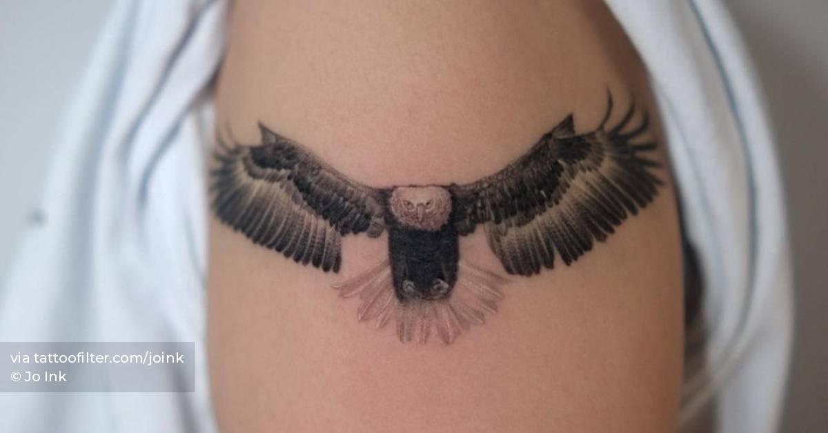 Healed micro-realistic eagle tattoo done on the upper