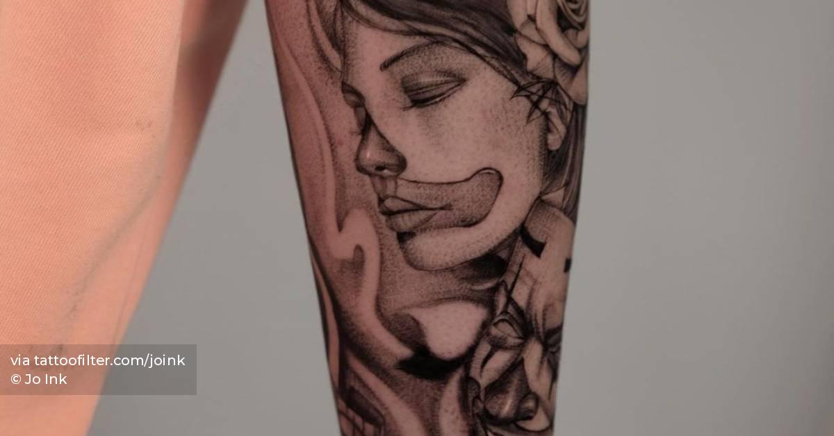 Payasa portrait tattoo done on the forearm, black and