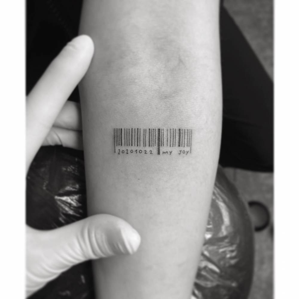 Minimalistic Style Barcode Tattoo Located On The Inner Minimalistic Style Barcode Tattoo Located On The Inner