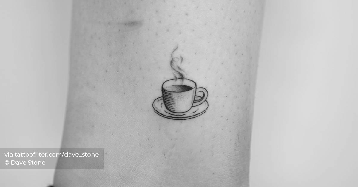 Coffee cup tattoo done on the ankle.