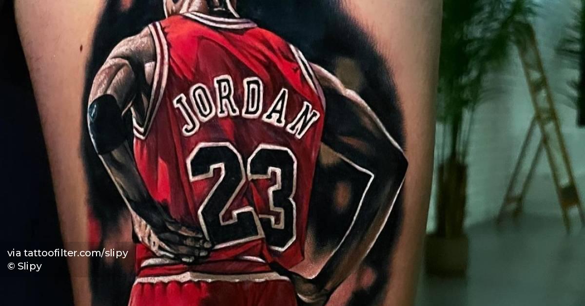 Realistic style Michael Jordan tattoo located on the