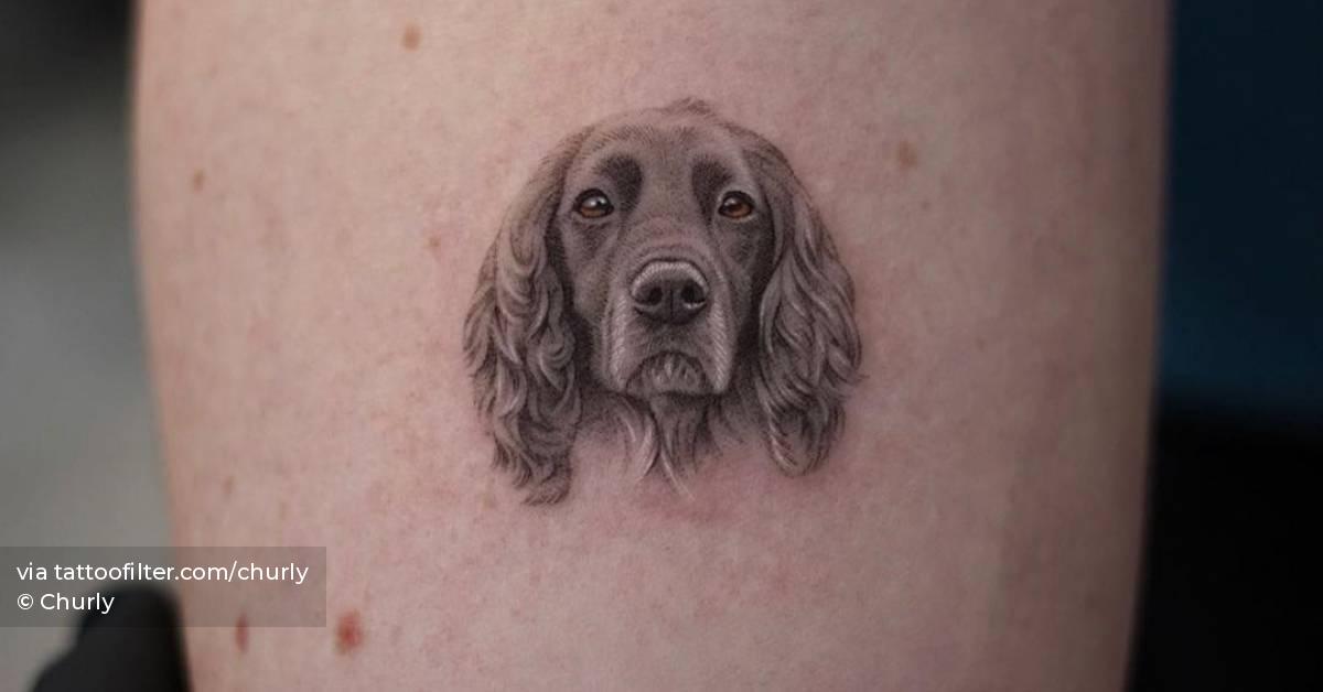 Cocker Spaniel portrait tattoo done on the inner