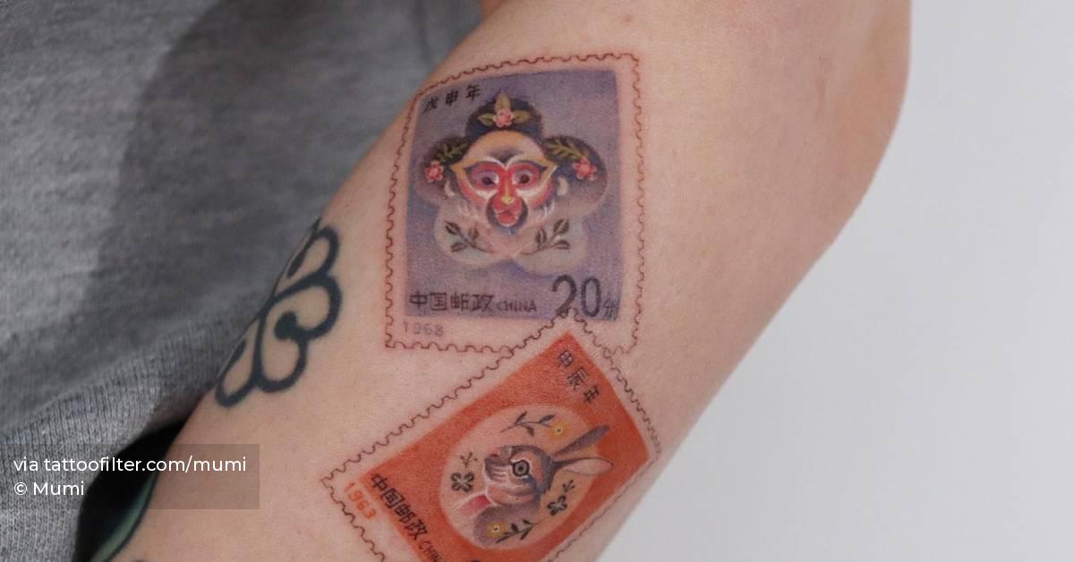 Micro-realistic stamps tattoo done on the inner