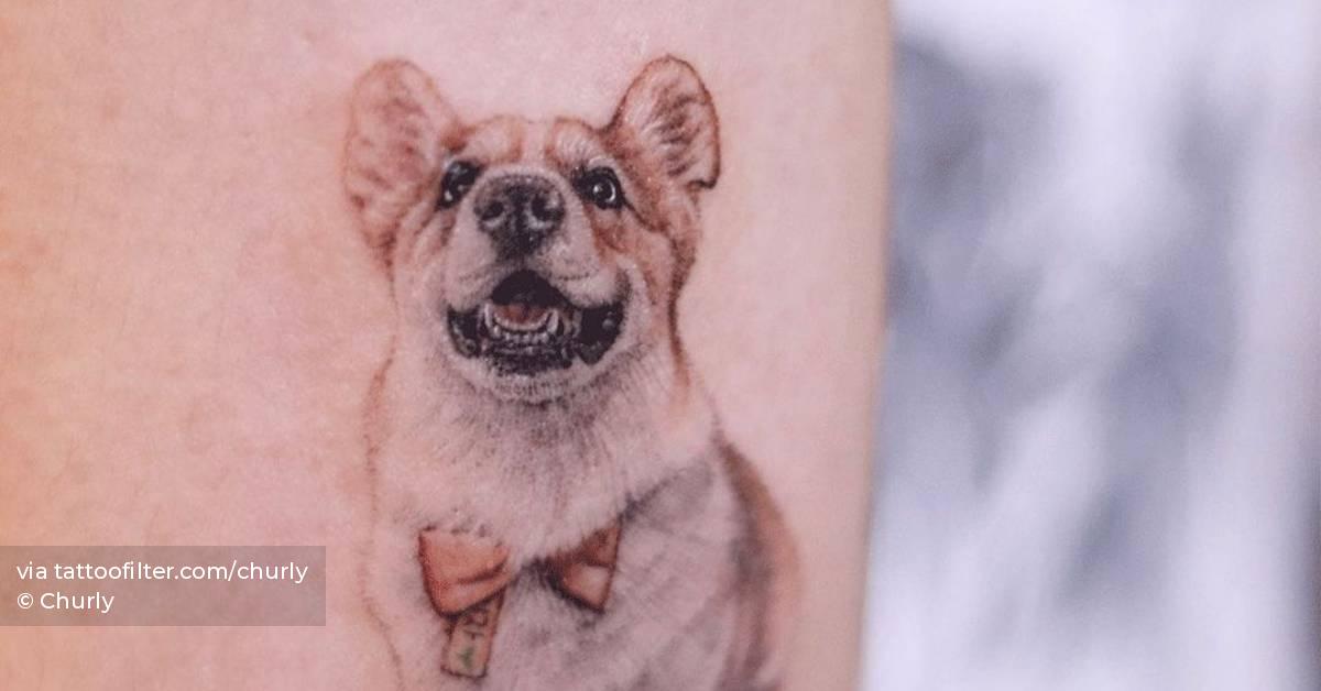 Micro-realistic Corgi tattoo done on the inner forearm.