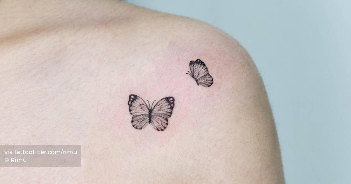 Butterfly Couple Tattoo Located On The Shoulder