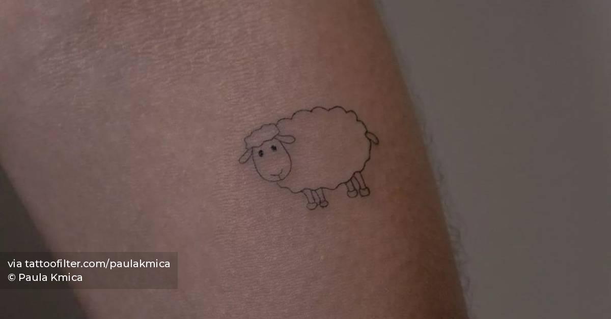Fine line sheep tattoo located on the inner forearm.