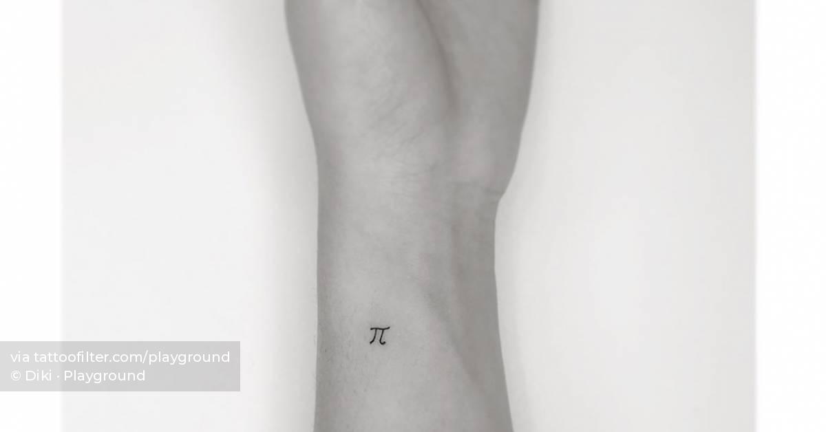 Pi tattoo located on the wrist, minimalistic style.