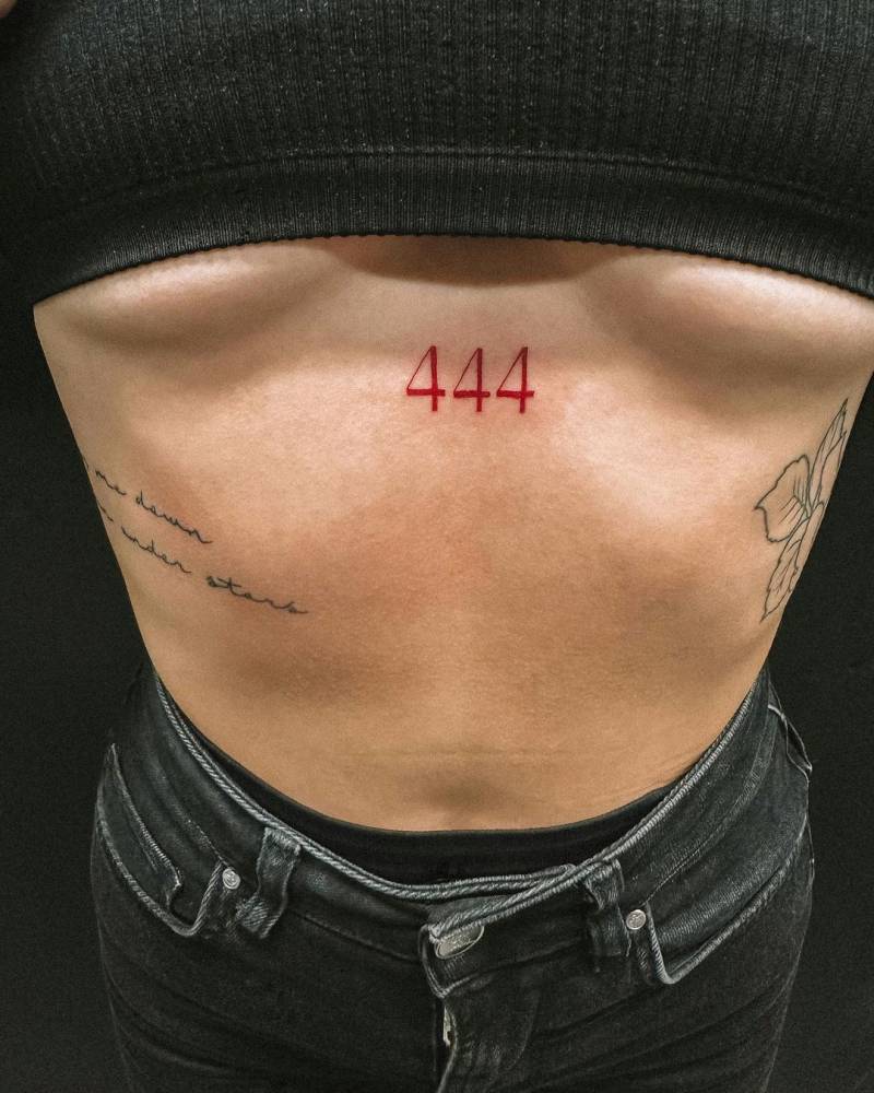 Angel Number 444 Tattoo Located On The Stenrum 