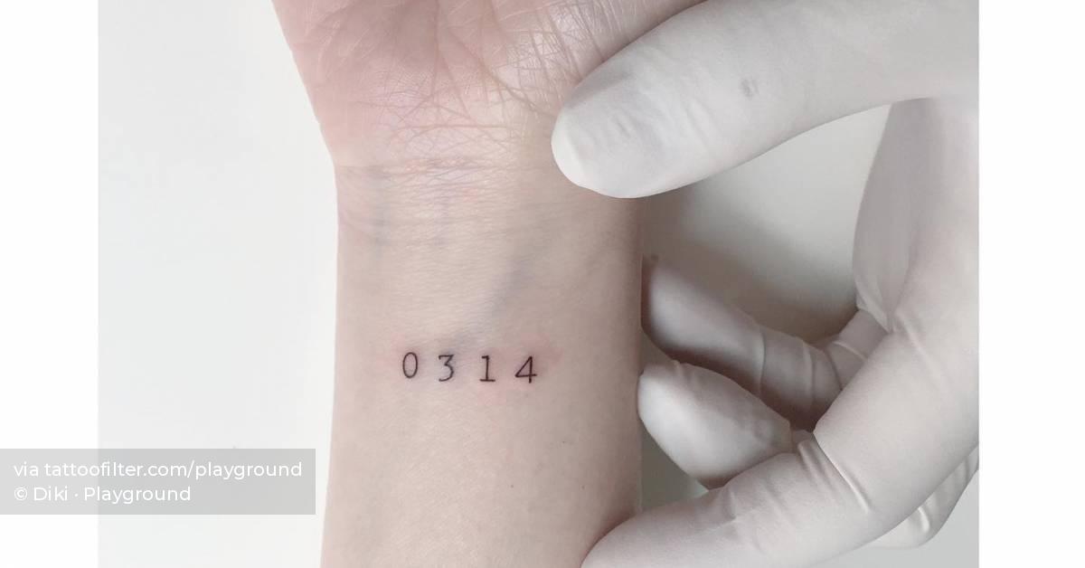 Number "0314" tattooed on the wrist.