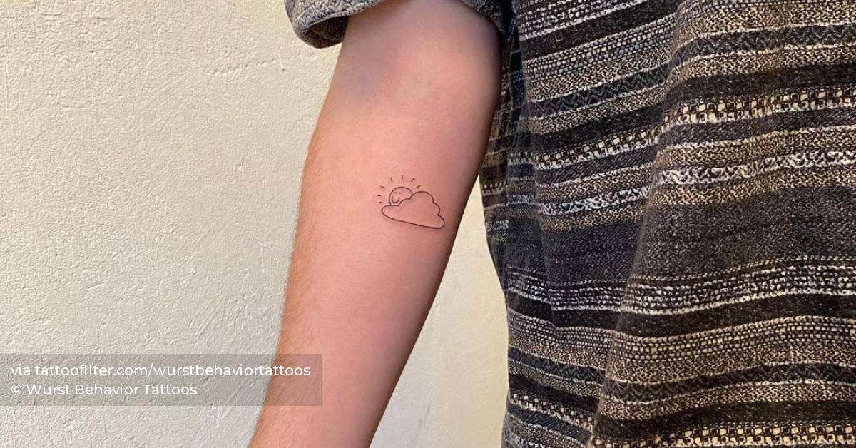 Ignorant style sun and clout tattoo on the inner