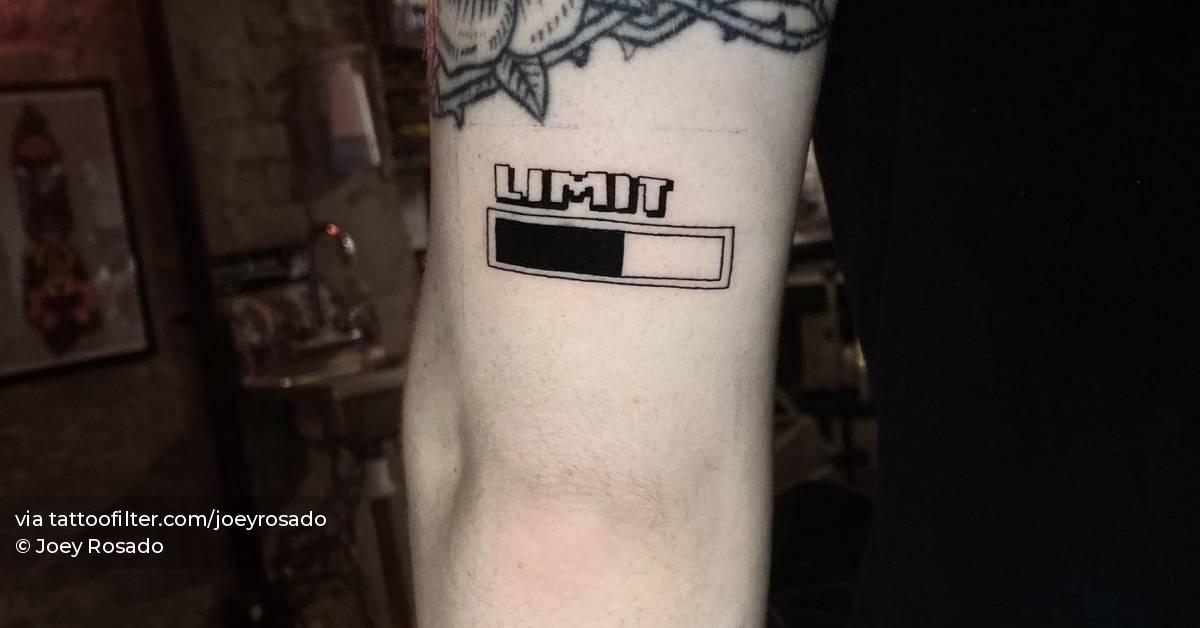 Loading bar tattoo located on the tricep.