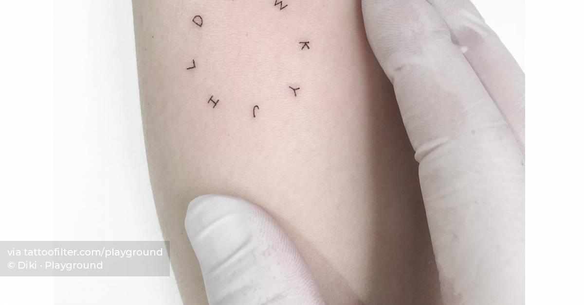 Initials tattoo in a circle shape located on the inner