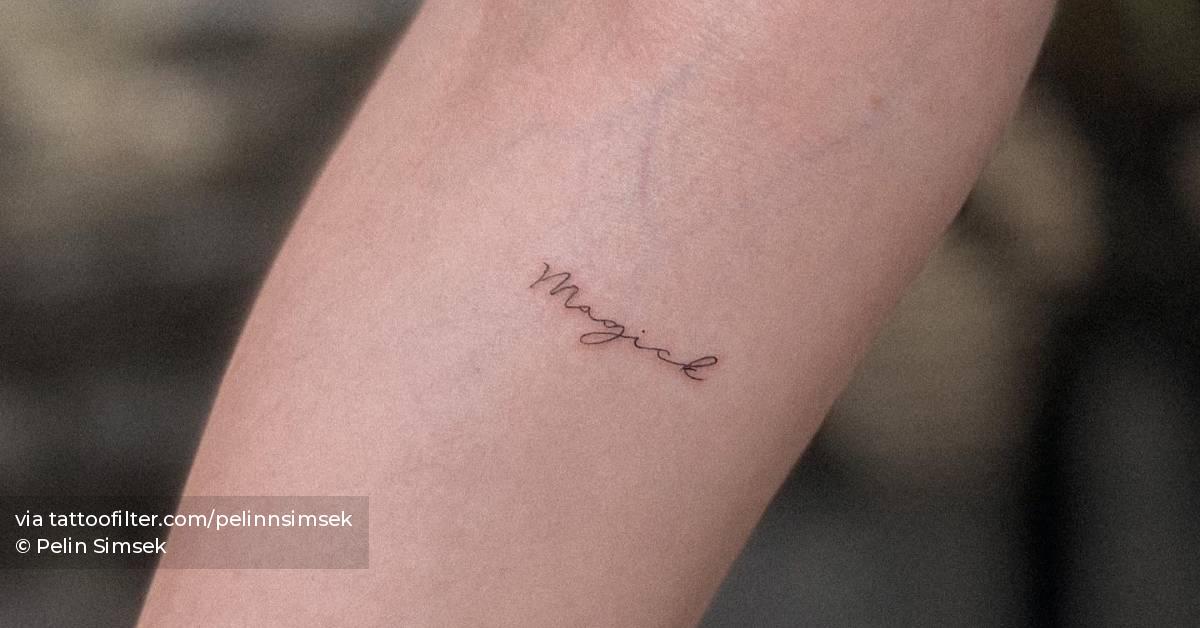 "Magick" lettering tattoo handwritten on the inner