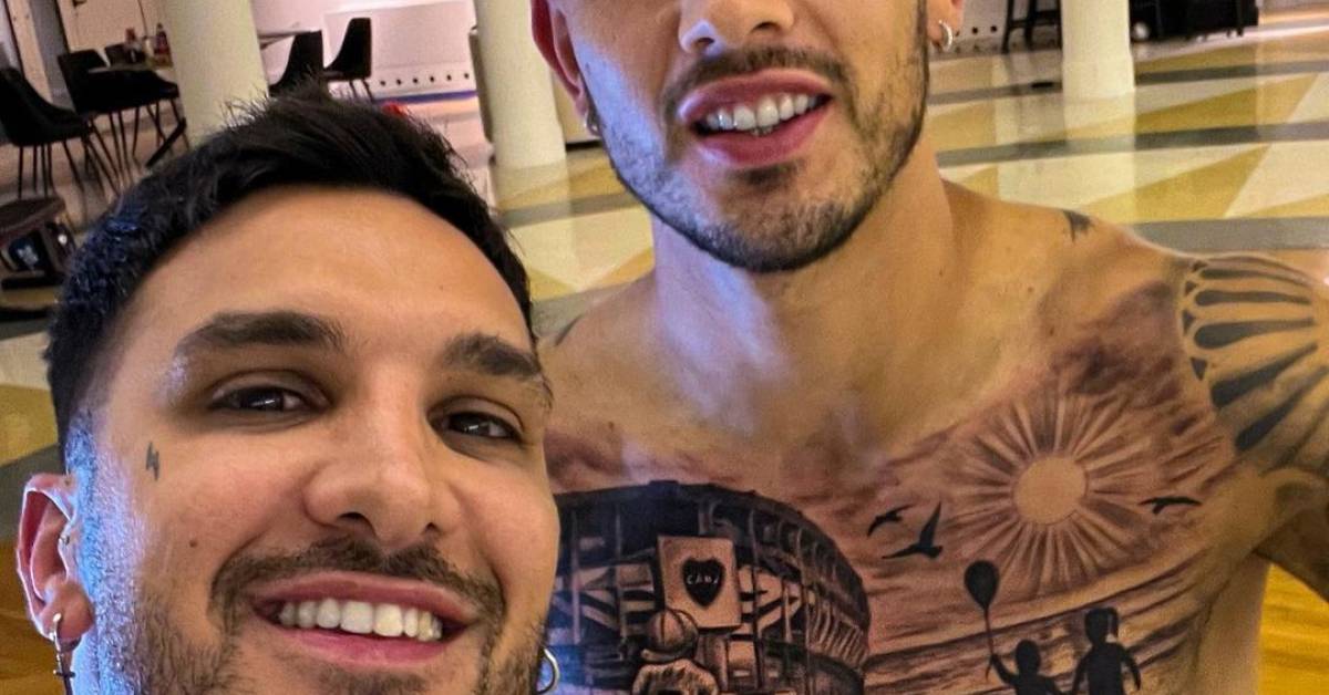 Leandro Paredes' chest tattoos.