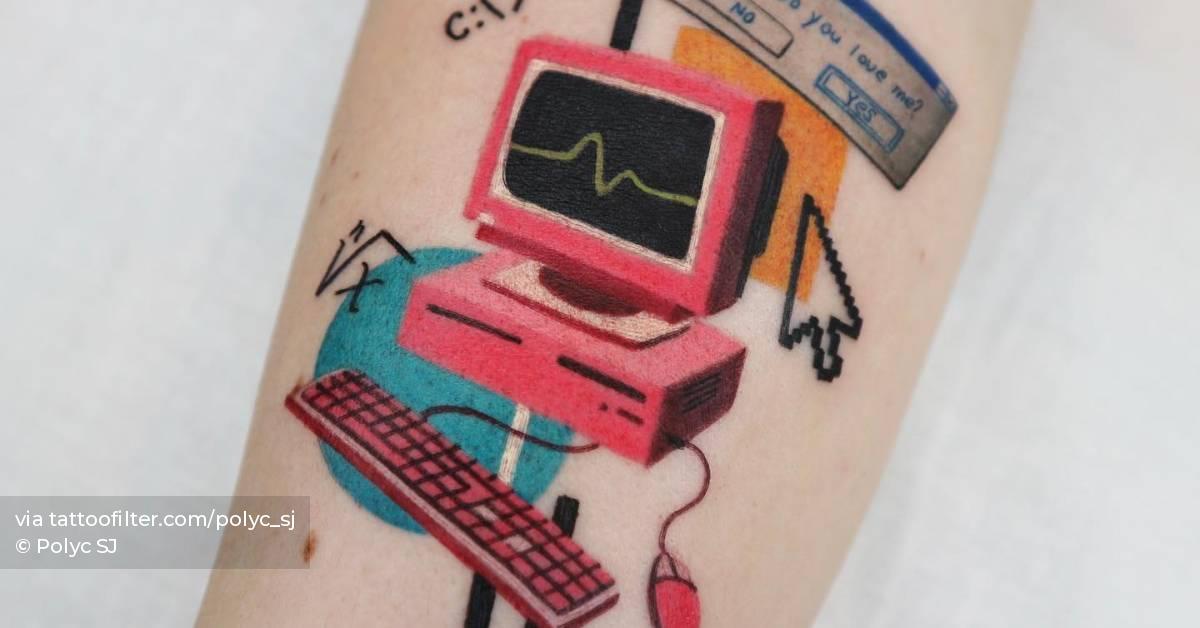 Computer tattoo located on the inner forearm.