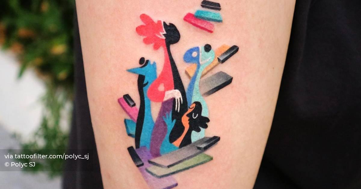 Pixar's soul inspired tattoo located on the upper arm.